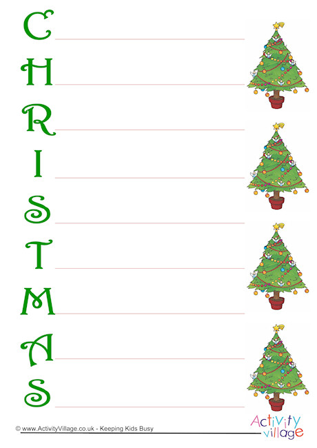Christmas Acrostic Poem Printables | Activity Village
