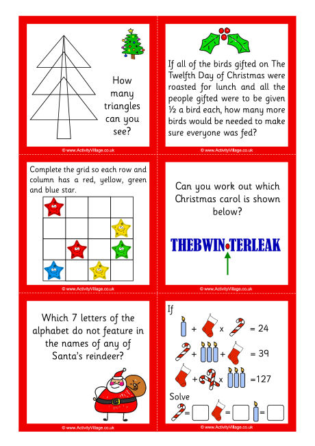 Christmas Brain Teasers | Activity Village