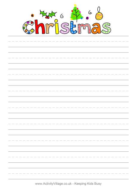 Christmas Writing Paper | Activity Village