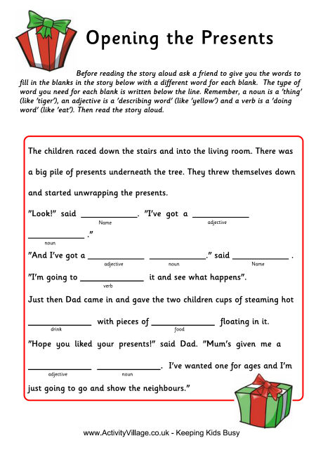 Fill in the Blank Stories | Activity Village