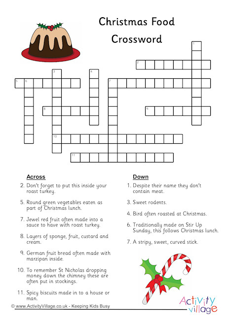 Christmas Food Crossword | Activity Village