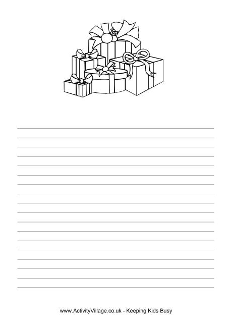 Christmas Gifts Writing Paper | Activity Village