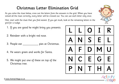 Christmas Letter Elimination Grid | Activity Village
