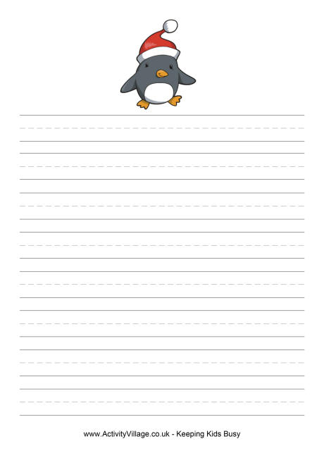 Christmas Penguin Writing Paper | Activity Village