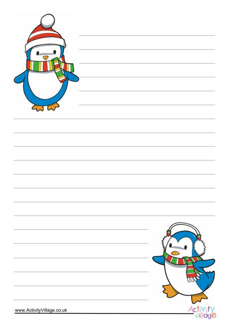 Christmas Penguins Writing Paper | Activity Village