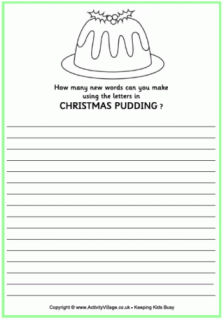 Christmas Pudding Printables | Activity Village