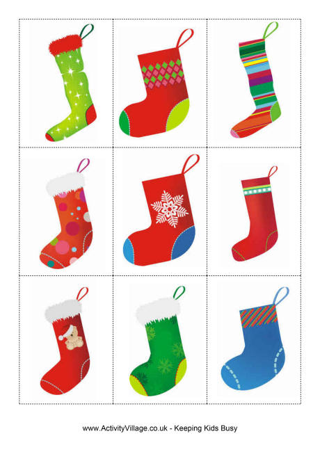 Christmas Stocking Matching Game | Activity Village