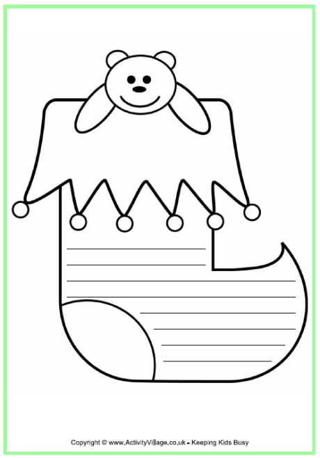 Christmas Stocking Writing Frame | Activity Village