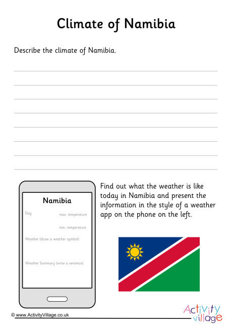 Namibia Facts and Printables for Children