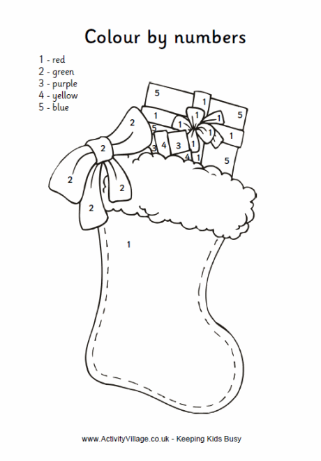 Christmas Stocking Colour By Number 2 | Activity Village