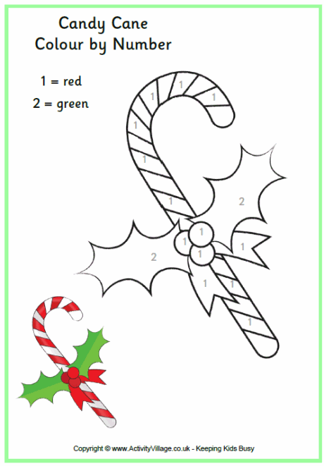 Candy Cane Colour by Number | Activity Village