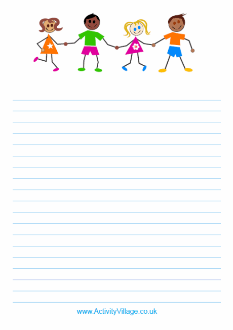 Colourful Kids Writing Paper | Activity Village