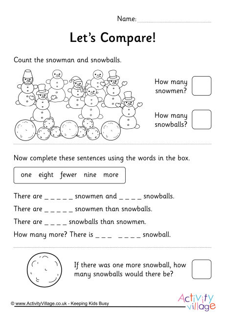 Comparing Numbers 1 To 10 Winter | Activity Village