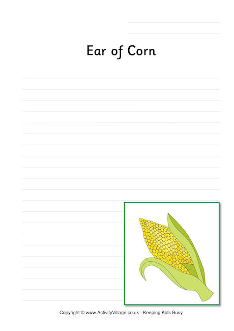 Corn Writing Page | Activity Village