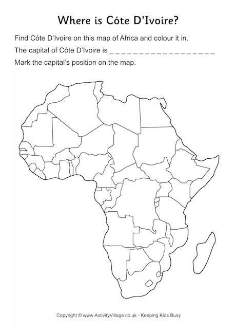 Cote d'Ivoire Printables and Fun Facts for Kids