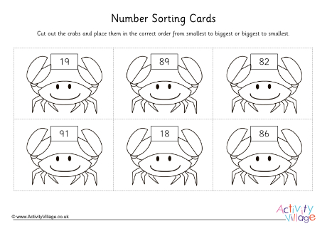 Crab Number Sorting 2 | Activity Village