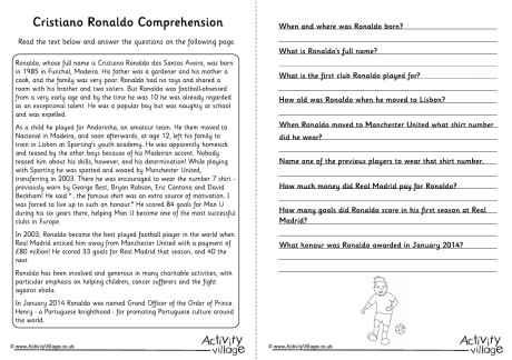 Cristiano Ronaldo Comprehension | Activity Village