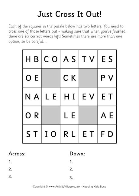 Cross It Out Puzzle 1 | Activity Village