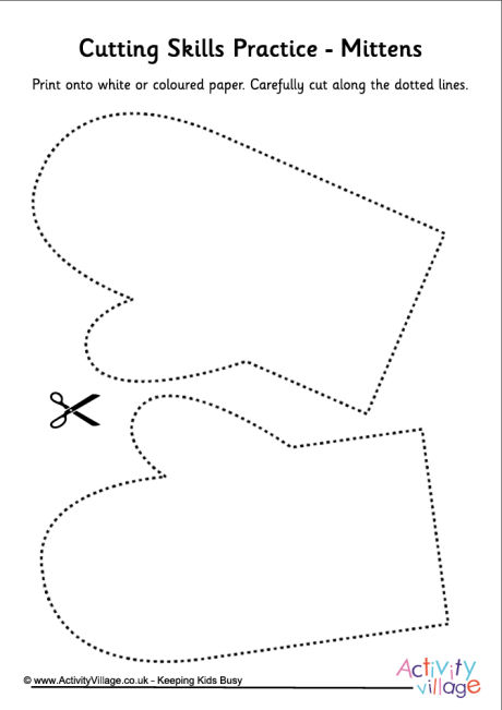 Cutting Winter Shapes - Mittens | Activity Village