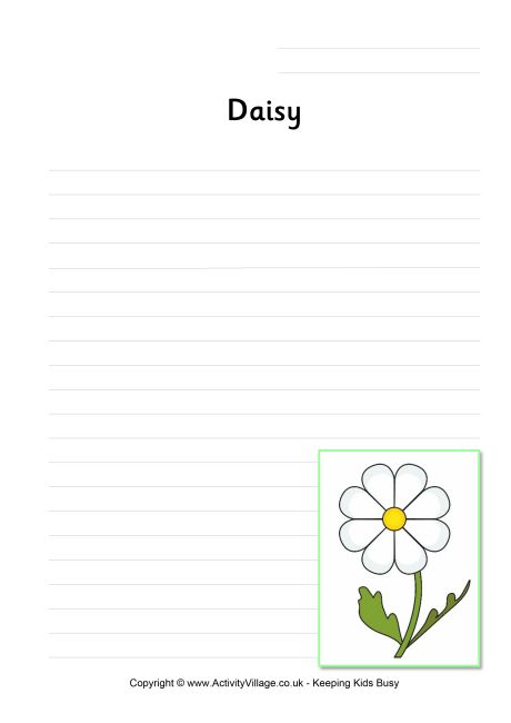 Daisy Writing Page | Activity Village