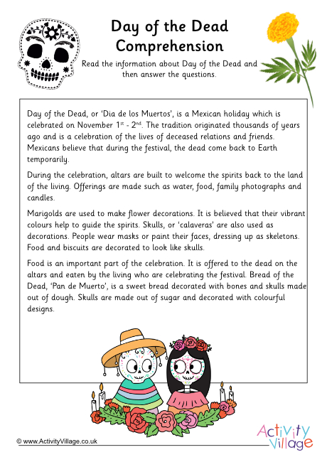 Day of the Dead Comprehension | Activity Village