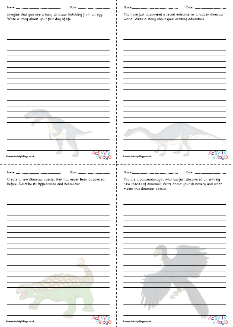 Dinosaur Writing Prompts Story Paper | Activity Village