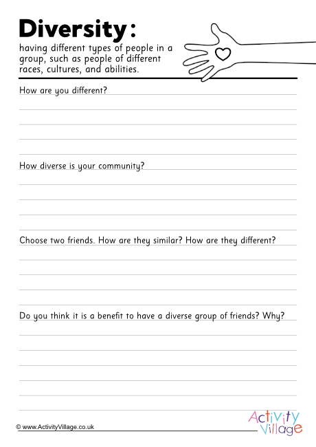 Diversity Worksheet | Activity Village