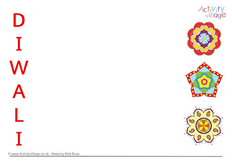 Diwali Acrostic Poem Printables | Activity Village