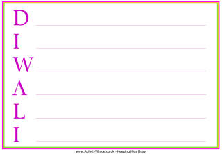 Diwali Acrostic Poem Printables | Activity Village
