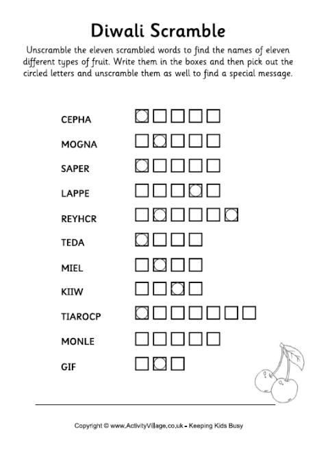 Word Scrambles | Activity Village