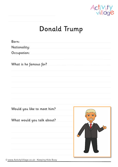 Donald Trump Worksheet | Activity Village