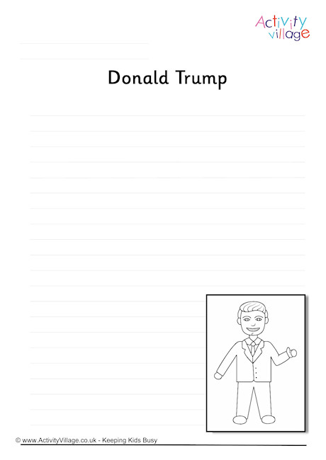 Donald Trump Writing Page | Activity Village