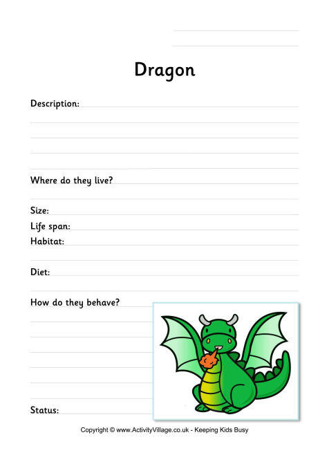 Dragon Worksheets | Activity Village