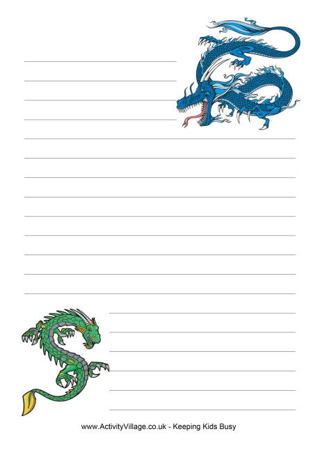 Dragons Writing Paper | Activity Village