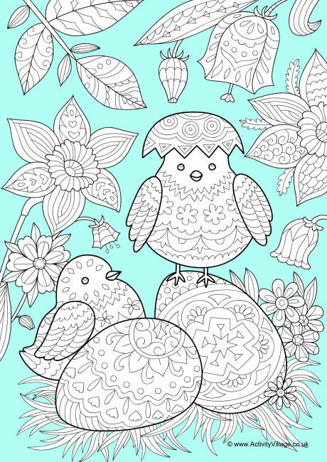 Easter Chicks Colour Pop Colouring Page | Activity Village
