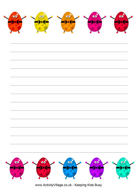 Easter Eggs Writing Paper | Activity Village
