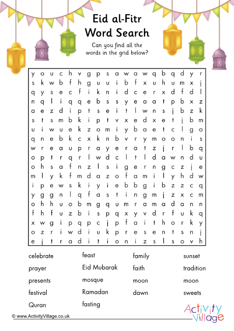 Eid al-Fitr Word Search | Activity Village