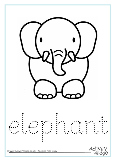 Elephant Word Tracing | Activity Village