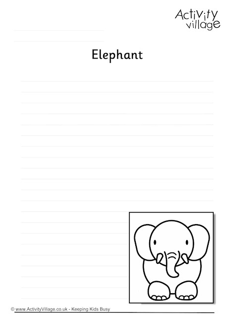 Elephant Writing Page | Activity Village