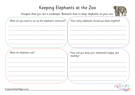 Elephant Zookeeper Worksheet | Activity Village