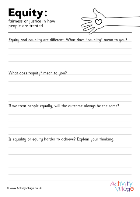 Equity Worksheet | Activity Village