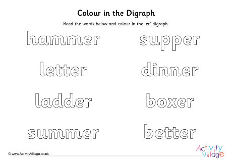Er Digraph Colour In | Activity Village
