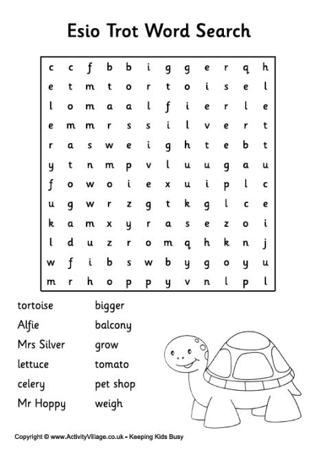 Esio Trot Word Search | Activity Village