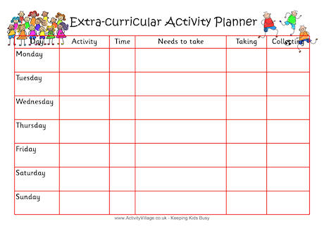 Extra Curricular Activity Planner 3 | Activity Village