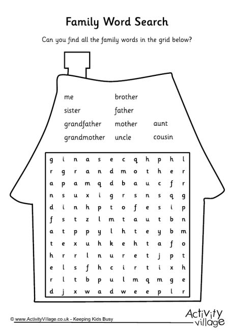 Family Word Search | Activity Village