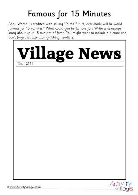 Famous People Newspaper Writing Prompts | Activity Village