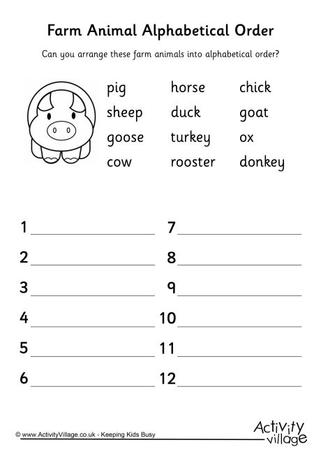 Farm Animal Alphabetical Order 2 | Activity Village