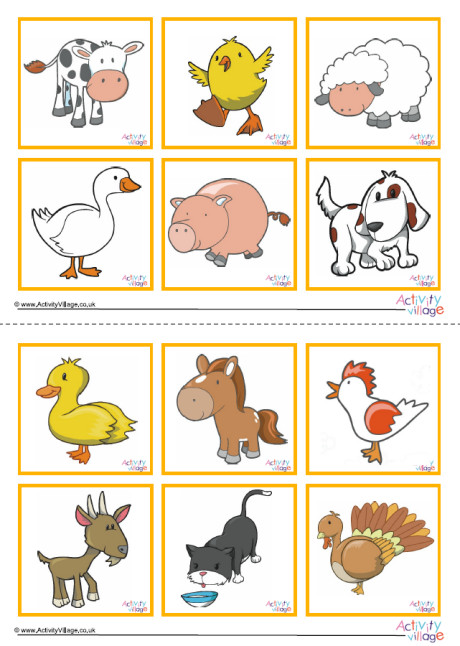Farm Animal Game Cards | Activity Village