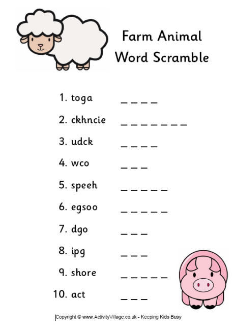 Word Scrambles | Activity Village