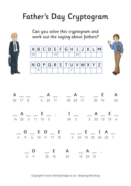Father's Day Cryptogram | Activity Village